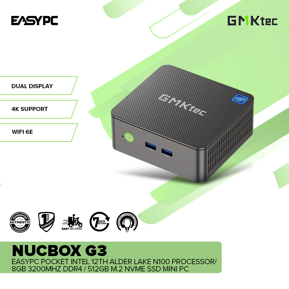 EasyPC Pocket Rocket GMKtec Nucbox G3 Intel 12th Alder Lake N100 Processor8GB 3200/512GB M.2 ...