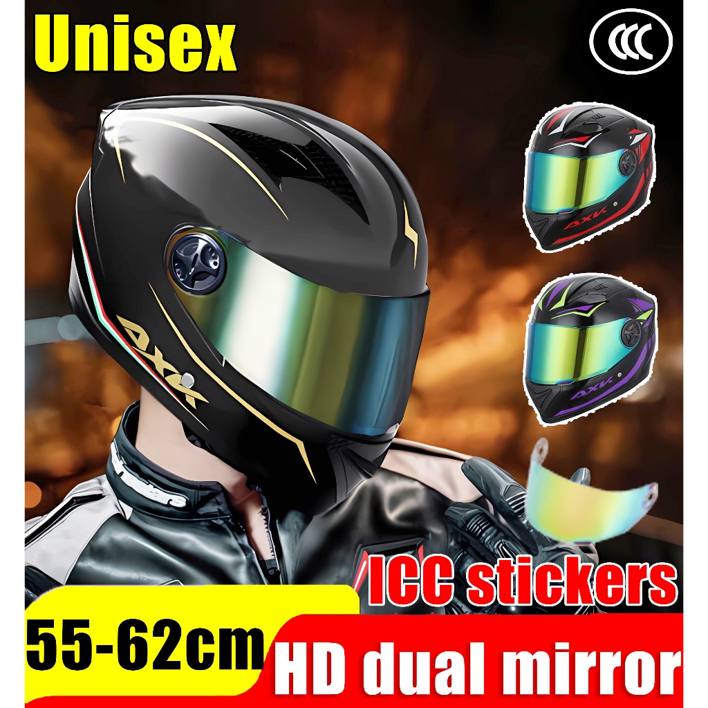 ICC Stickers Helmet Full Face Dual Visor Road Racing Helmet Motorcycle ...