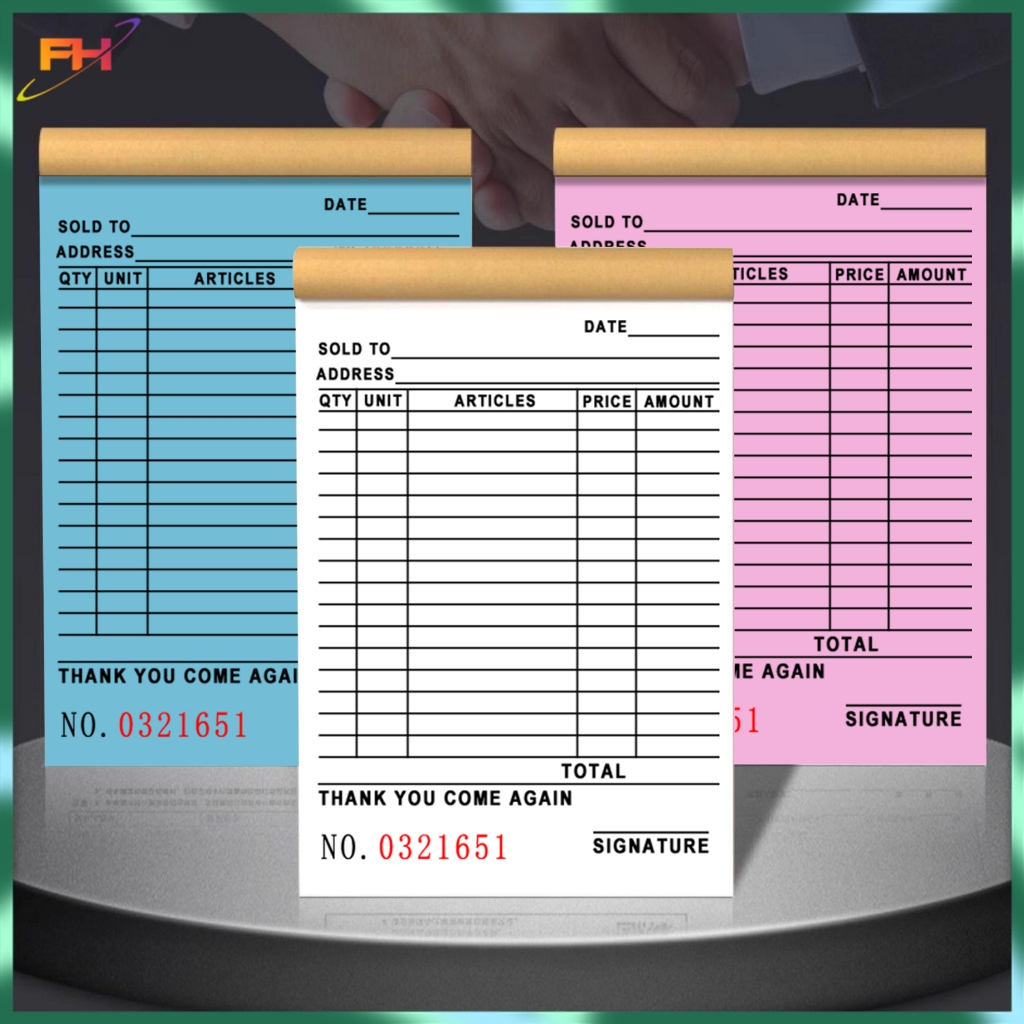 duplicate receipt 50 pages (25X2copy) sold receipt price carbonized ...