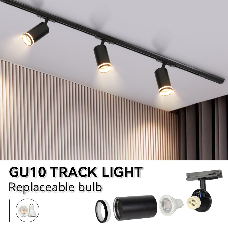 Led Track Light Set Spotlight Replaceable GU10 Bulb Surface Lamp ...
