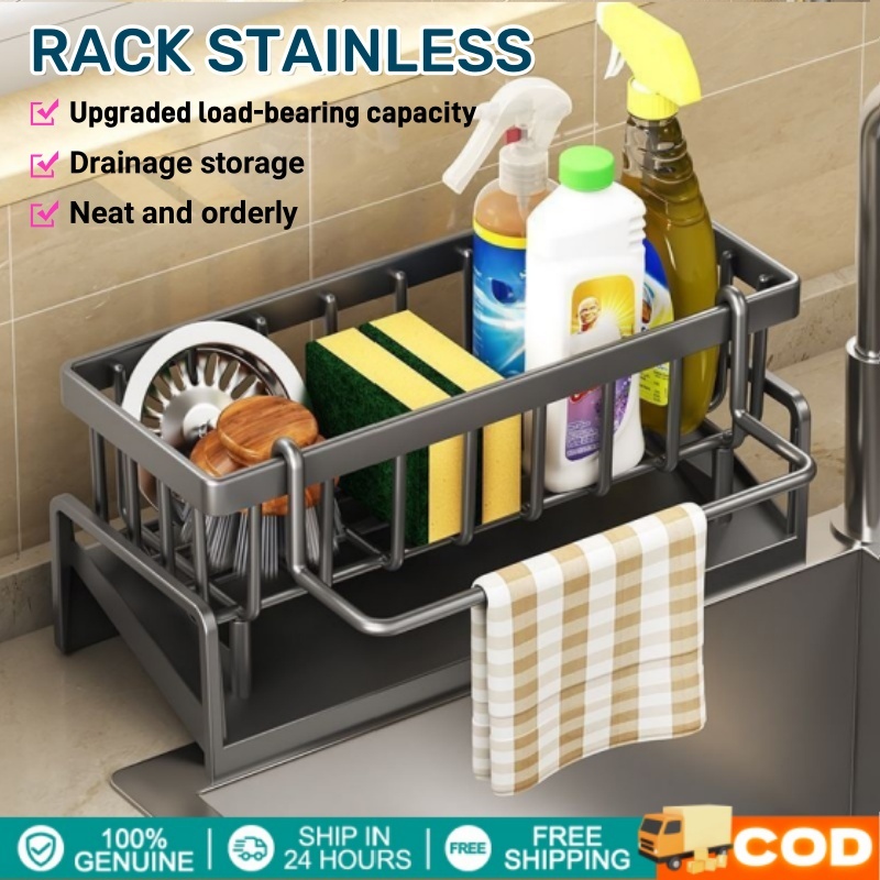 Carbon steel Kitchen Sponge Drainer Rack Bathroom Metal Sink Rack Soap ...