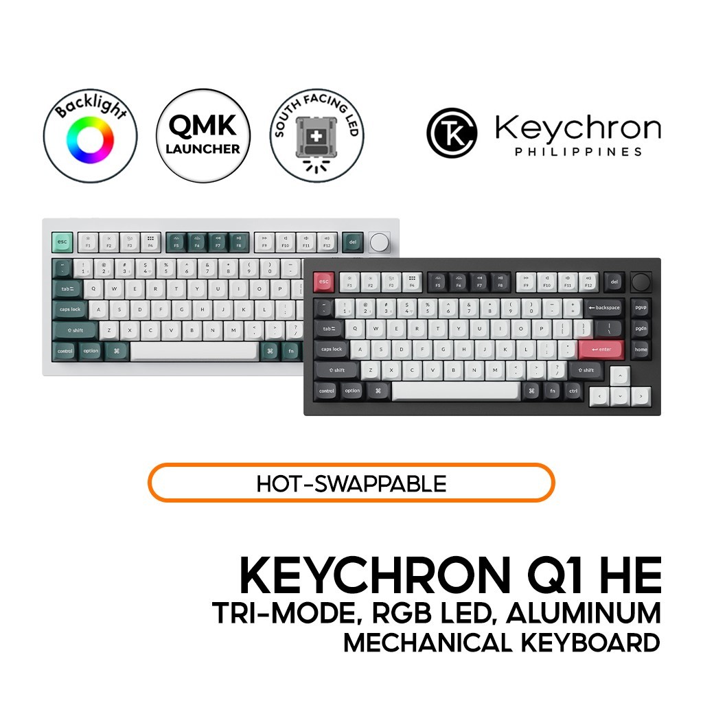 Keychron Q1 HE Magnetic Keyboard, 75%, Tri-mode, RGB, Aluminum, QMK ...