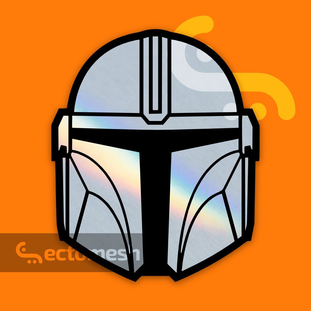 Mandalorian Helmet - Hologram Rainbow Vinyl Sticker by EctoMesh ...