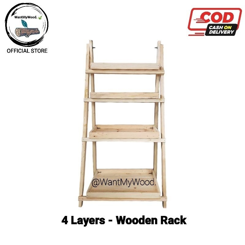 Wooden Rack - 4 Layers Foldable & to Use No Need to assemble | Shopee ...