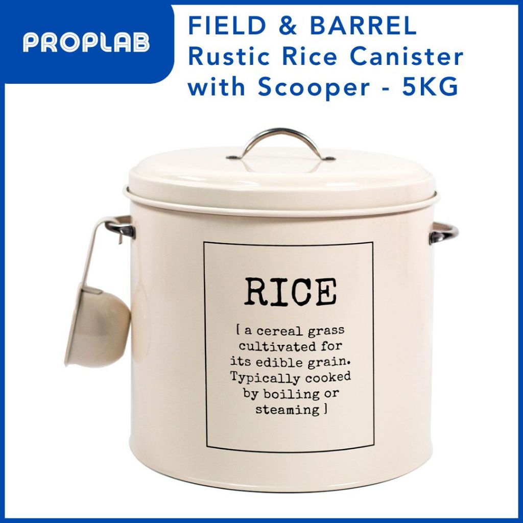 FIELD & BARREL Rustic Rice Canister with Scooper - 5KG Capacity ...