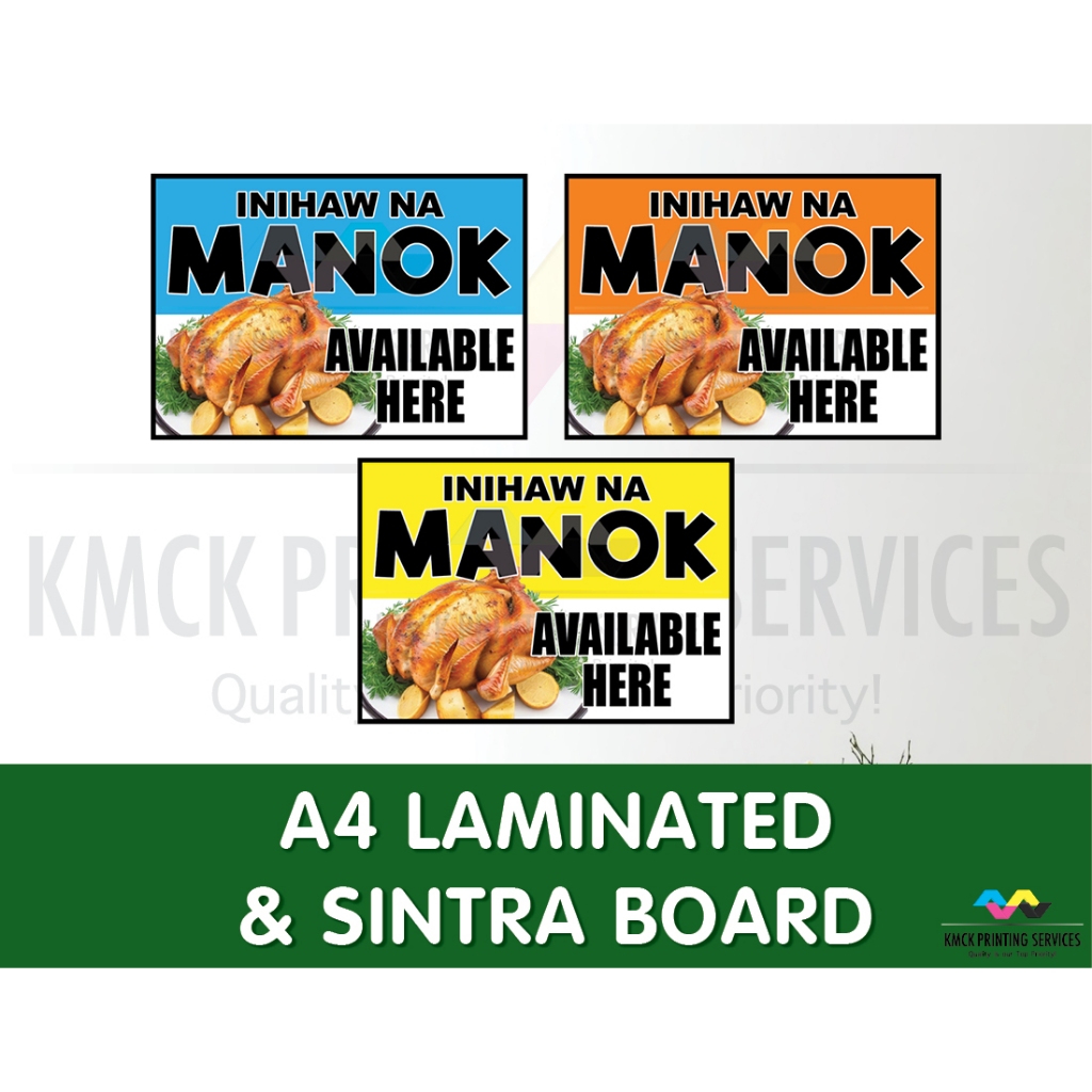 Inihaw na Manok Available Here Signages Laminated | Sintra Board ...