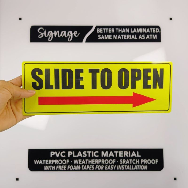 SIGNAGE - SLIDE TO OPEN - PVC PLASTIC MATERIAL SIGNAGE | Shopee Malaysia