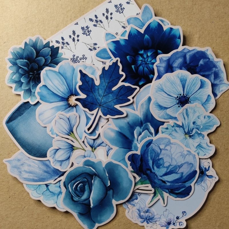 20pcs Blue Flower Sticker Pack Blue Floral Sticker Set Blue Theme ...