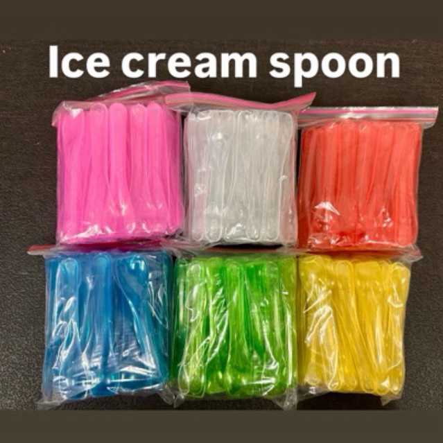 100g Ice Cream Spoon Colored and Transparent Disposable | Shopee Malaysia