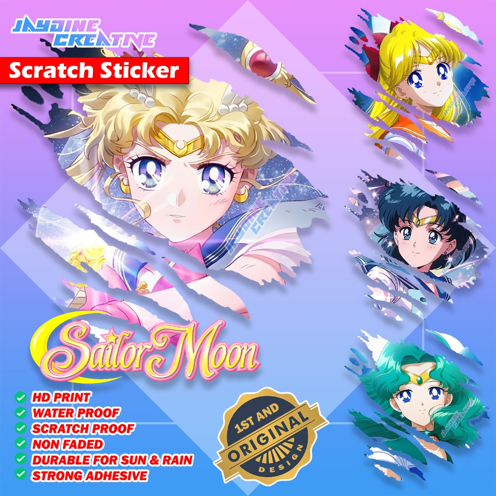 Sailor Moon, Anime Scratch Design Sticker, Indoor Outdoor Vinyl Sticker ...