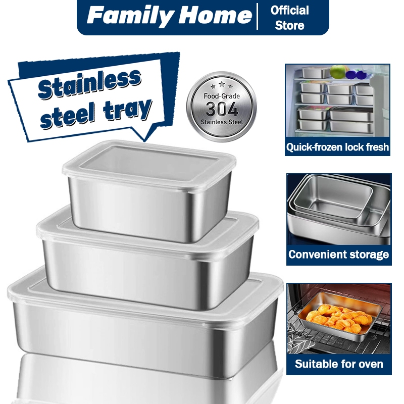 304 Stainless Steel Japanese Style Tray Food Storage Box with Lid ...