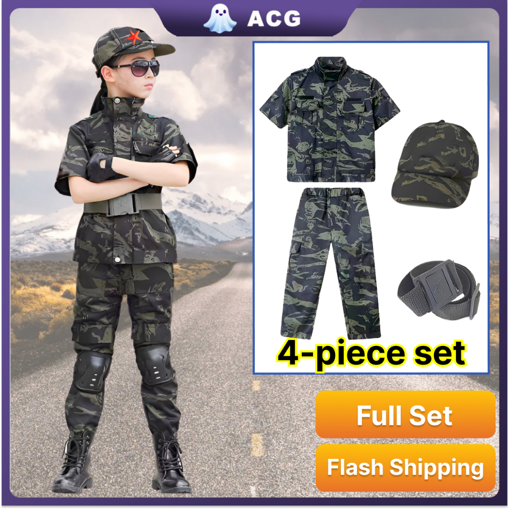 Career Army Costume for Kids Girl Boy Police Pulis Uniform Camouflage ...