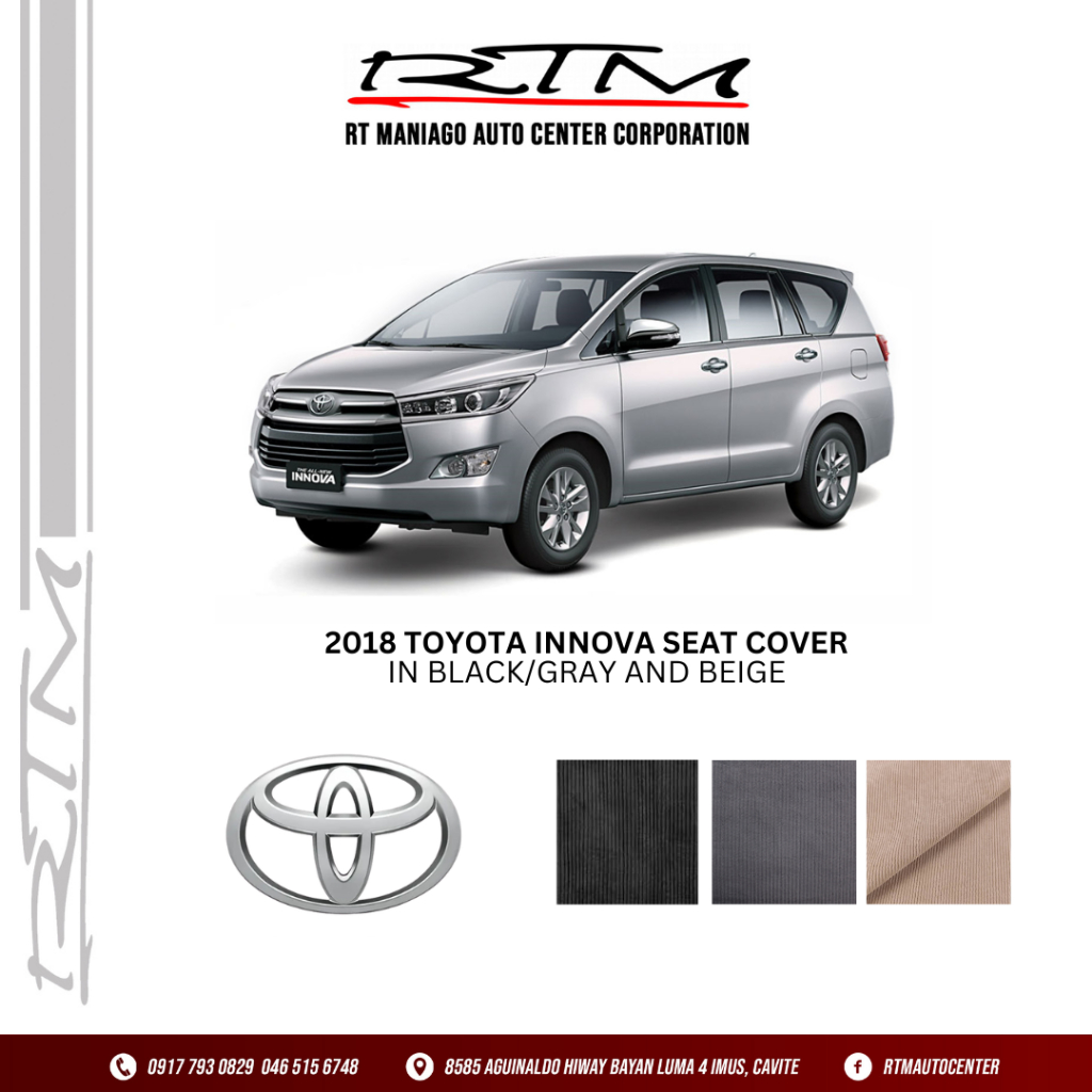 TOYOTA INNOVA 2018 SEAT COVER CORDUROY FABRIC SET IN BLACK AND BEIGE ...