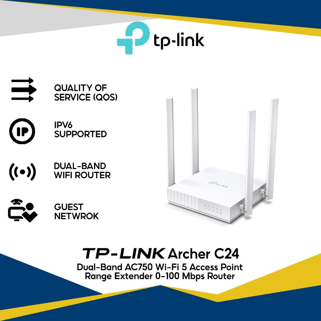 TPLINK Archer C24 -AC750 Dual Band Gigabit Wi-Fi Router | Shopee Malaysia