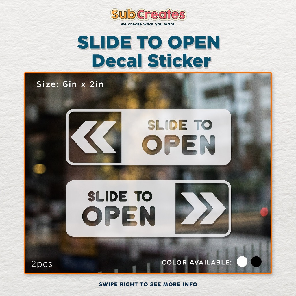 SLIDE TO OPEN Signage Decal Sticker - Good for Shop Business Glass ...