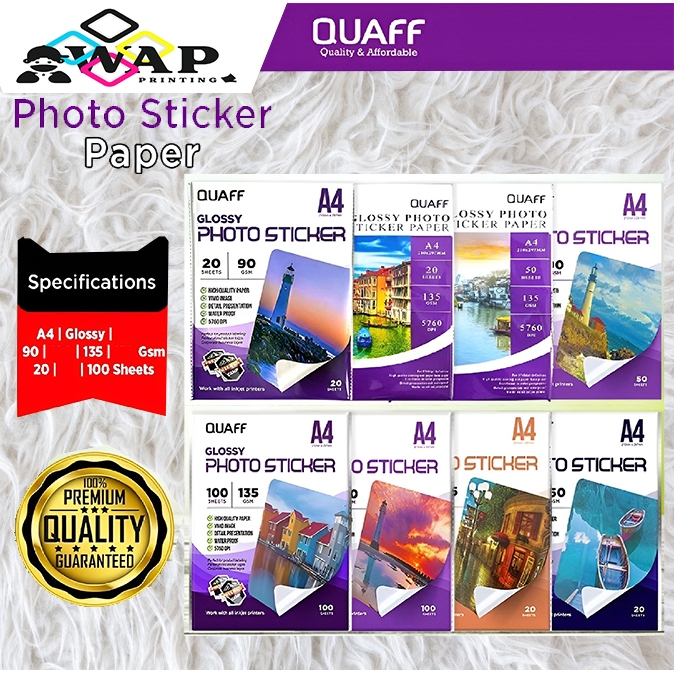 QUAFF Glossy Inkjet Photo Sticker - A4 & A3 Size | Shopee Malaysia