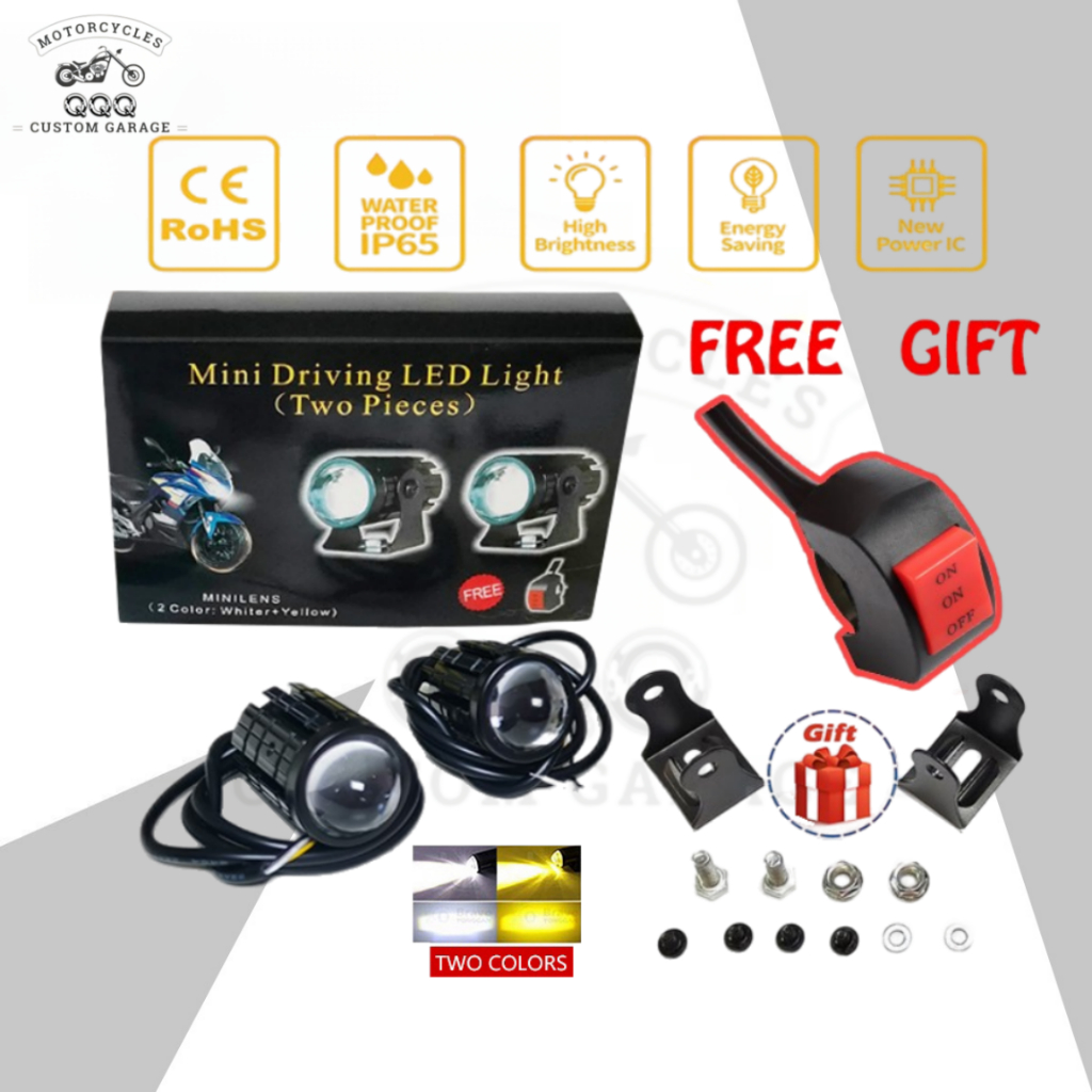 Motorcycle Mini driving light SET spot light waterproof mini driving ...
