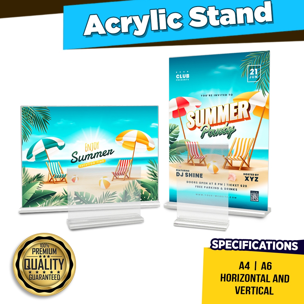 Acrylic Stand for Menu Holder Display Stand Double Sided A4 and A6 Size ...