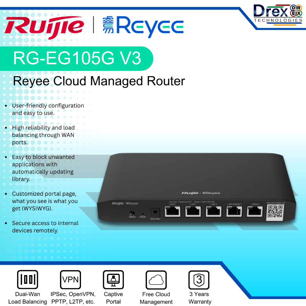 RUIJIE/REYEE RG-EG105G V3 Reyee Cloud Managed Router | Shopee Malaysia