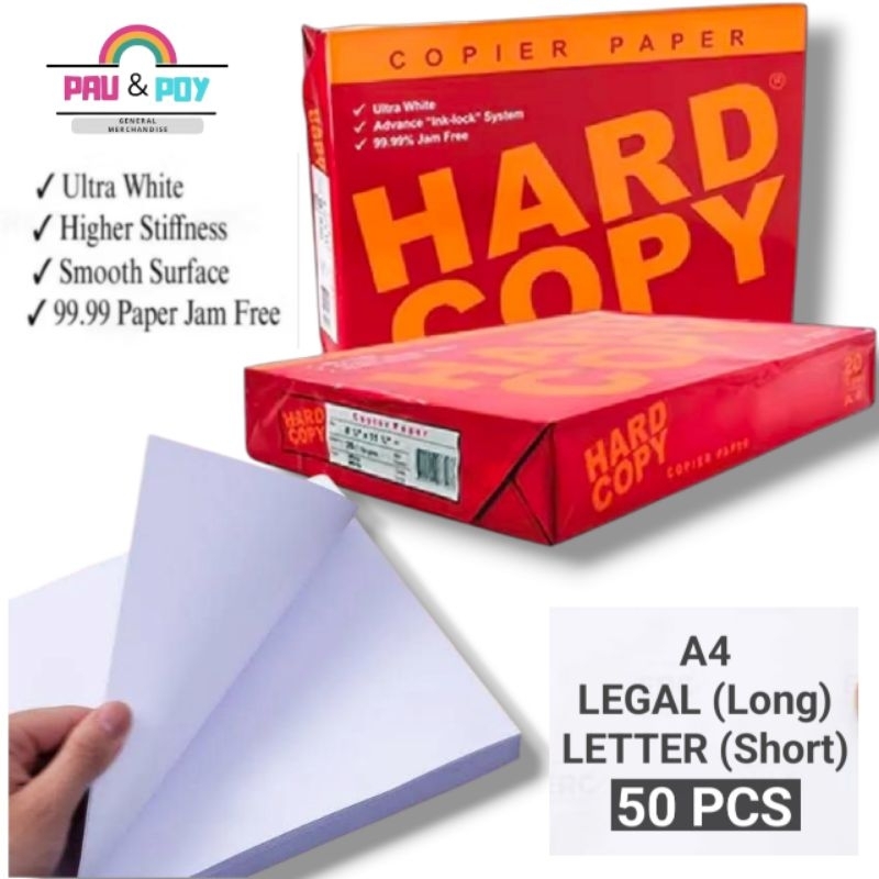 {50 SHEETS} HARD COPY SHORT/A4/LONG BOND PAPER 70gsm Letter, Legal, A4 ...