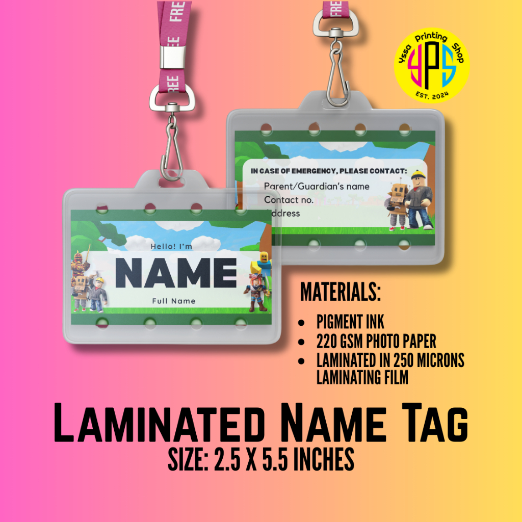 Laminated Name Tag for Back to School (back to back) | Shopee Malaysia