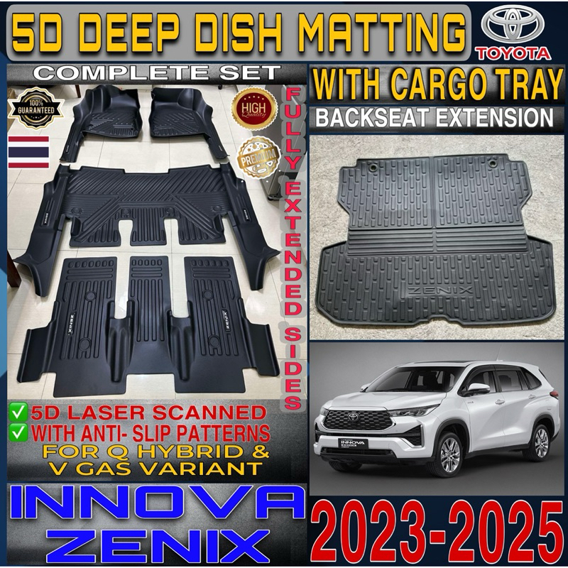 Toyota Innova Zenix 2023-2025 5D Deep Dish Matting with Cargo Tray with ...