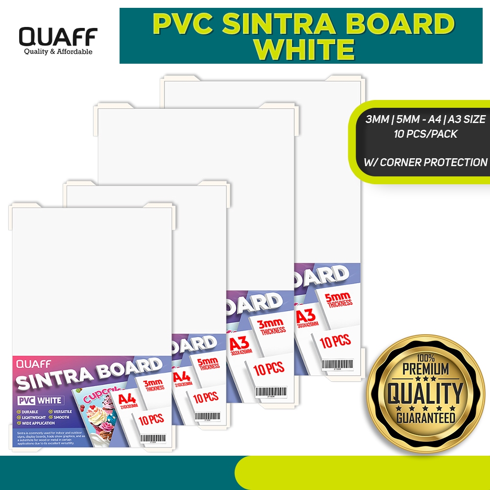10sheets PVC Sintra Board White With Corner Protection A4 & A3 SIze (Thickness: 5mm | 3mm ...