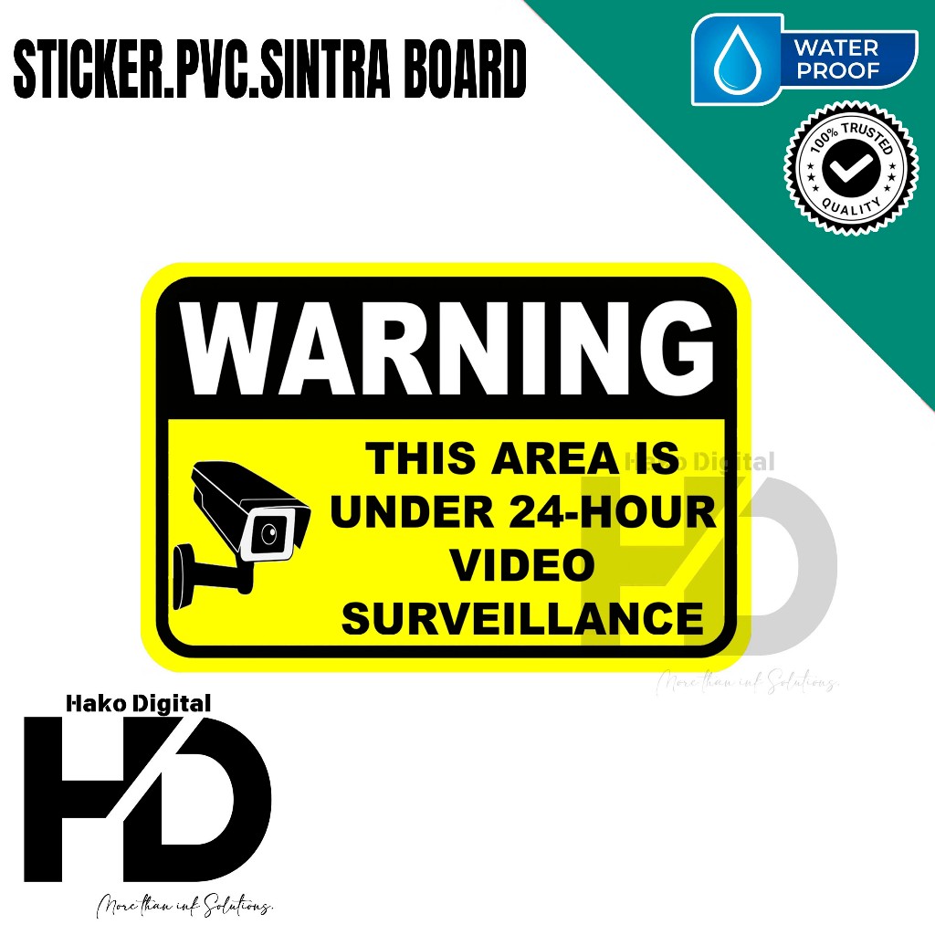 CCTV Warning Sticker Waterproof Fadeproof Yellow Color A4 Size | Shopee ...