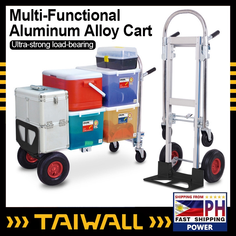Folding flatbed cart, portable 4-wheel load trolley, aluminum alloy ...