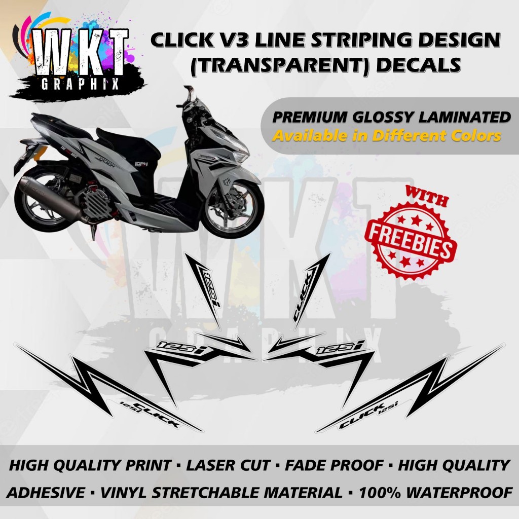 HONDA CLICK V3 LINE STRIPING DESIGN (TRANSPARENT) DECALS STICKER ...