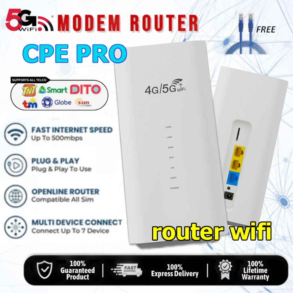 WiFi Router Sim Card Modem 4G/5G Pro CPE LTE Cat12 Up To 600Mbps 2.4G / 5G | Shopee Malaysia