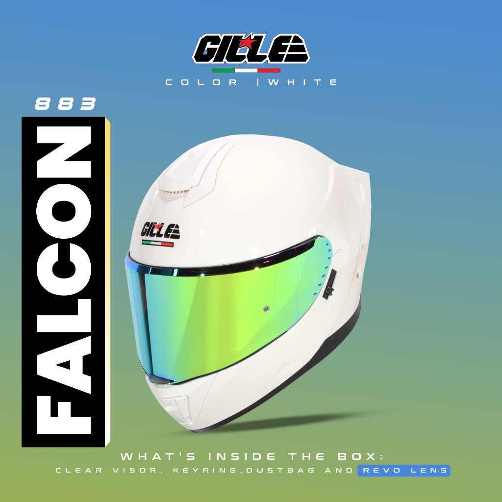 Gille Helmet 883 FALCON PLAIN Motorcycle Helmet Full Face Dual Visor With Keychain | Shopee Malaysia