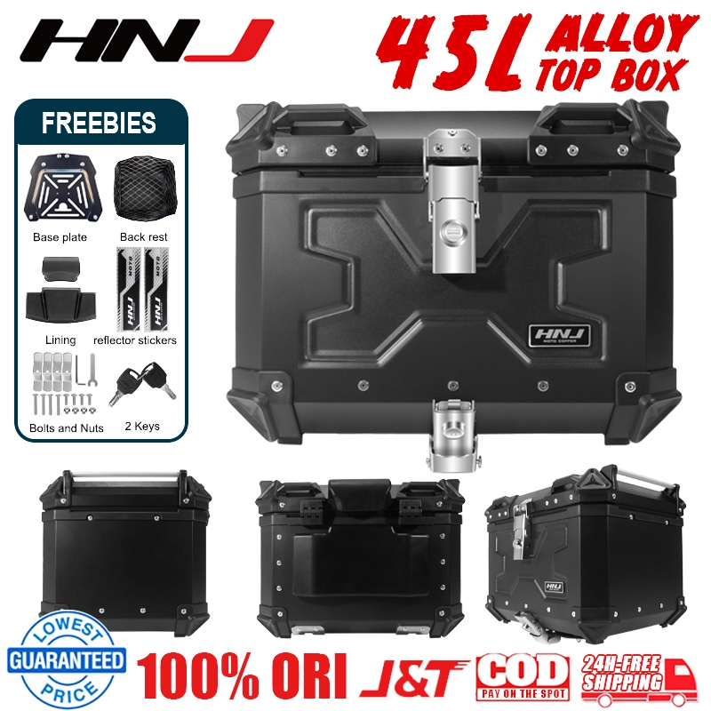 HNJ HERO Alloy Top Box For Motorcycle 45 Liters Top Box Dual Lock With ...