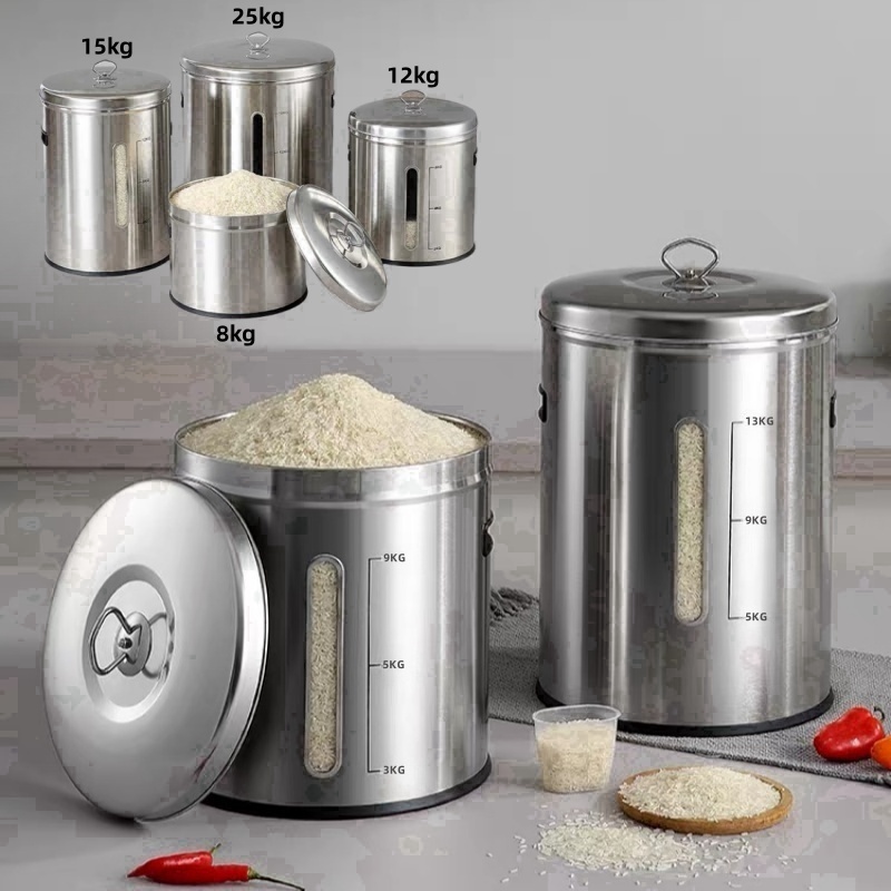 stainless rice dispenser aesthetic 25 kg /10kg/5kg/15kg capacity rice ...