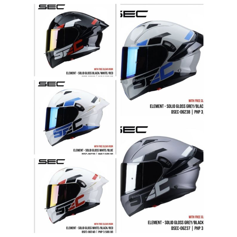 SEC ELEMENT MODULAR DUAL VISOR HELMET | Shopee Malaysia