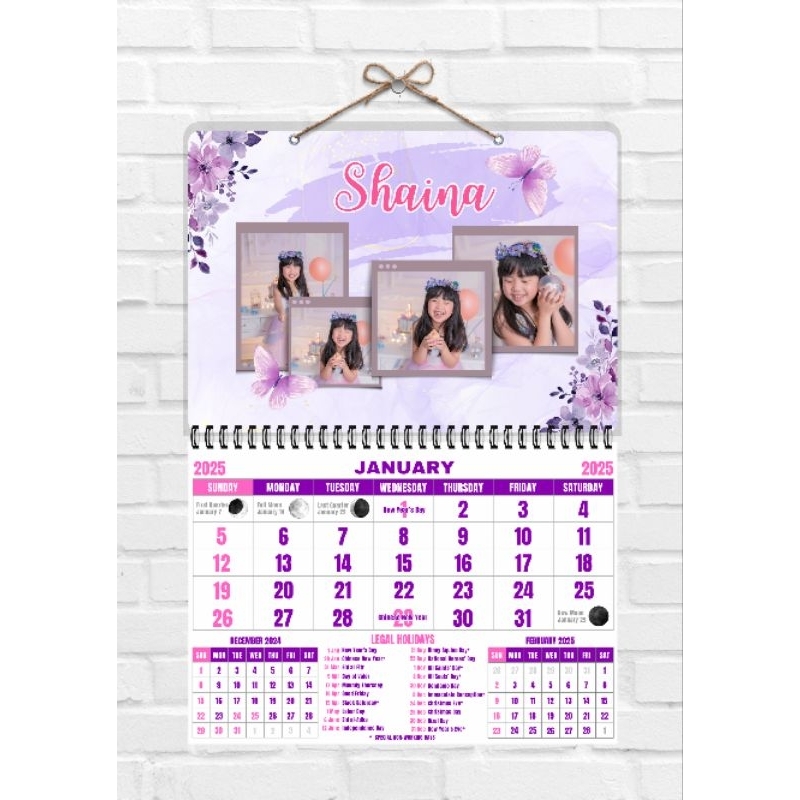 A4 size Personalized Calendar 2025 with notes and holiday list flip ...