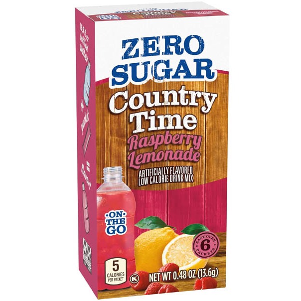 COUNTRY TIME ZERO-SUGAR RASPBERRY LEMONADE DRINK MIX, 6 PACKETS, 0.48 ...