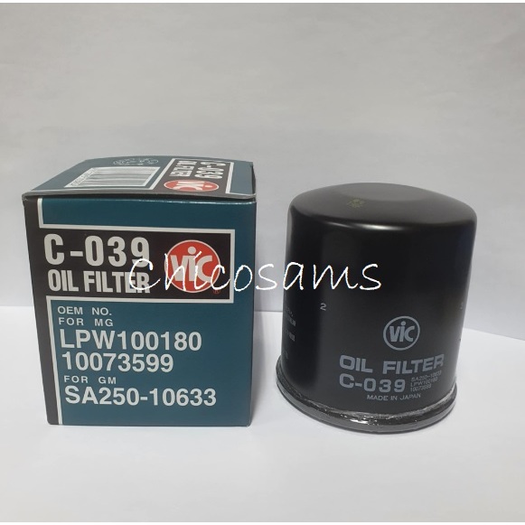 VIC Oil Filter C-039 for MG ZS 1.5 2018- onwards/ MG 5 (C039) Made in Japan | Shopee Malaysia