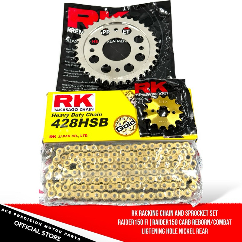 RK RACING SPROCKET SET LIGHTENING HOLE RAIDER REBORN/Fi 428 (Nickel ...