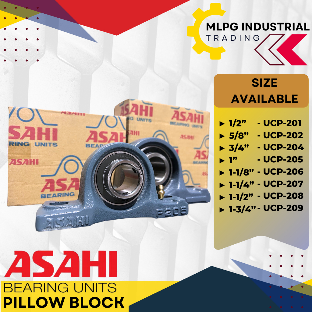 ASAHI PILLOW BLOCK BEARING UCP | 1/2”, 5/8”, 3/4”, 1”, 1-1/8”, 1-1/4”, 1-1/2”, 1-3/4” | SOLD PER ...