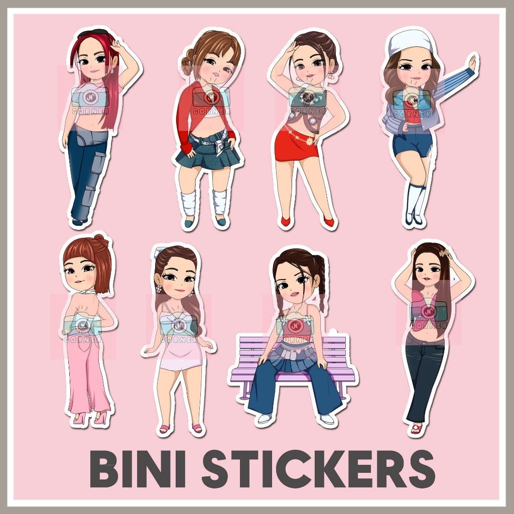 BINI Cherry On Top Sticker Chibi (Maloi Mikha Colet Sheena Aiah Gwen ...