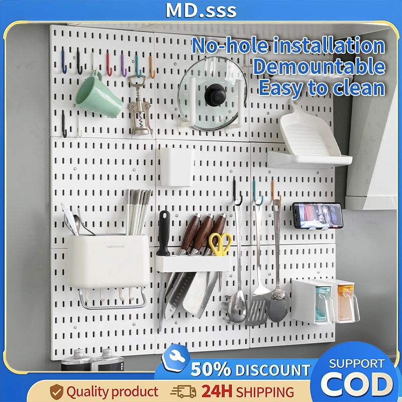 Wall Shelf Household Storage Pegboard Hanging Rack Shelves For Home ...