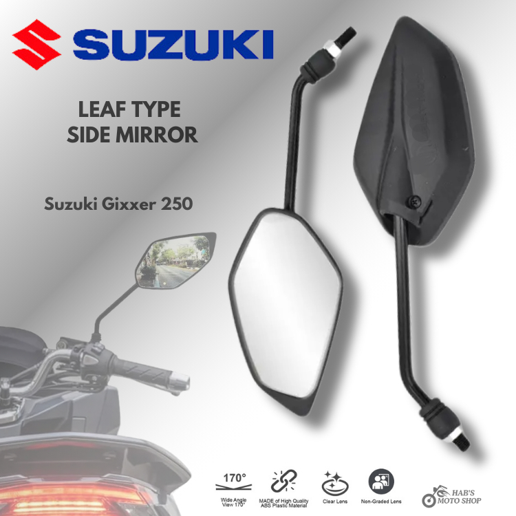 Suzuki Gixxer 250 Leaf Type Long Stem Clear Lens Side Mirror Plain ...