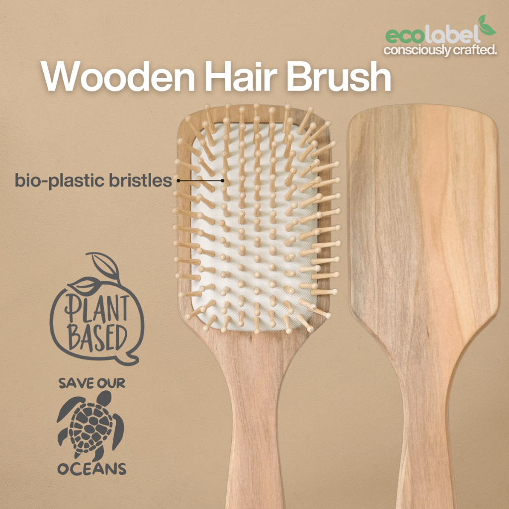 Eco-Friendly Paddle Hair Brush Natural Wooden Comb 100% Biodegradable ...