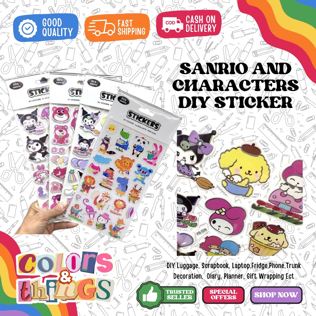 Sanrio and Characters DIY sticker EVA Sticker DIY Decoration Kuromi ...