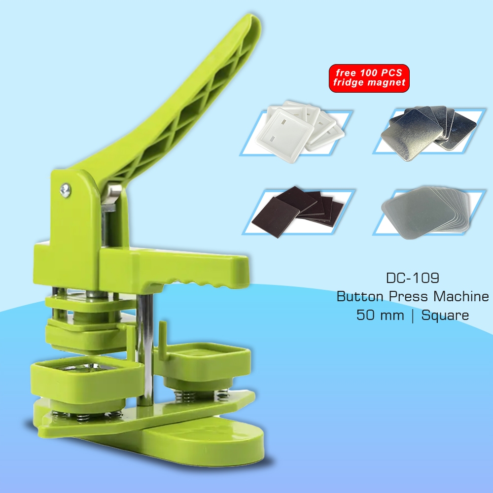 Square Button Press Machine 50mm with Fridge Magnet 100set (2inch ...