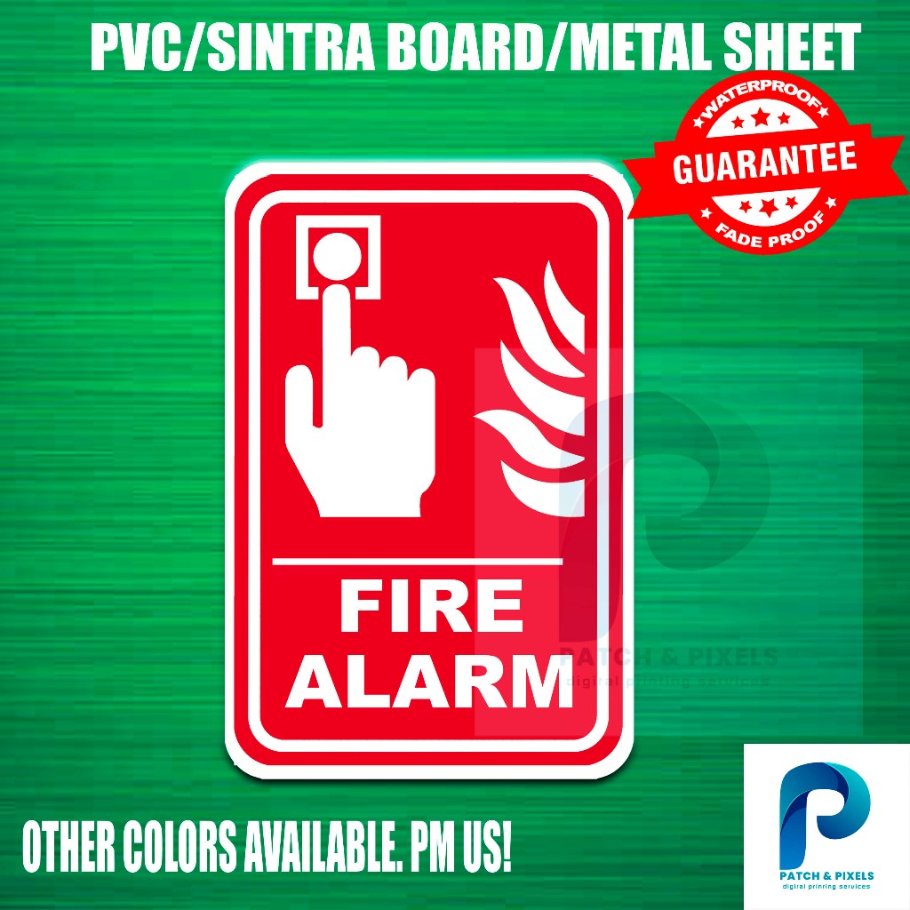 Patch and Pixels Fire Alarm Sign PVC/Sticker Waterproof Fadeproof ...