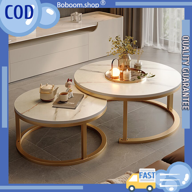 Creative Coffee Table Modern Round Steel Wood Combination Center Table ...