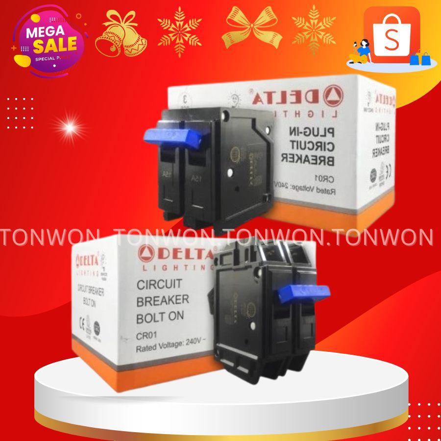 Delta Lighting Circuit Breaker Plug In Or Bolt On 2 Pole | Shopee Malaysia