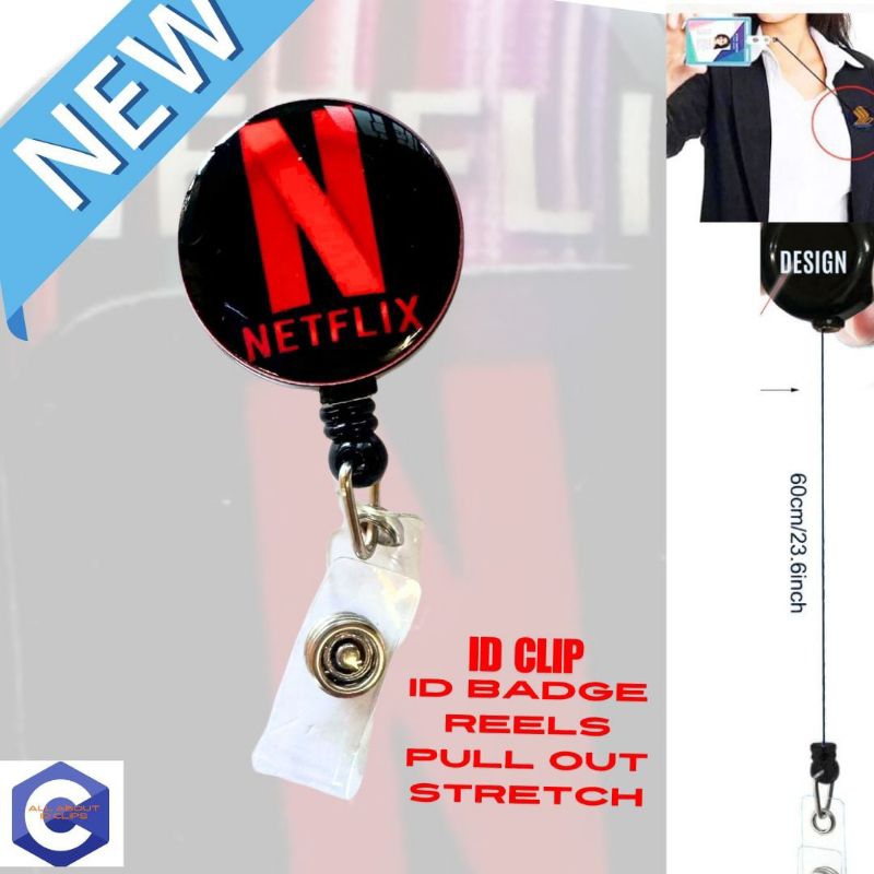 on hand Netflix design stylish id clip stretch id holder name tag ...